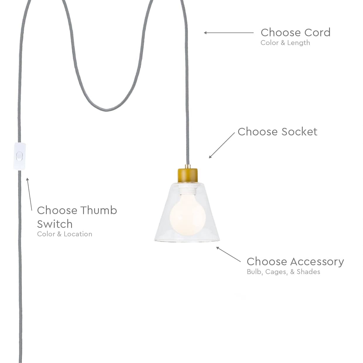 Cord Set With Socket | For Hanging Lamp | Color Cord Company
