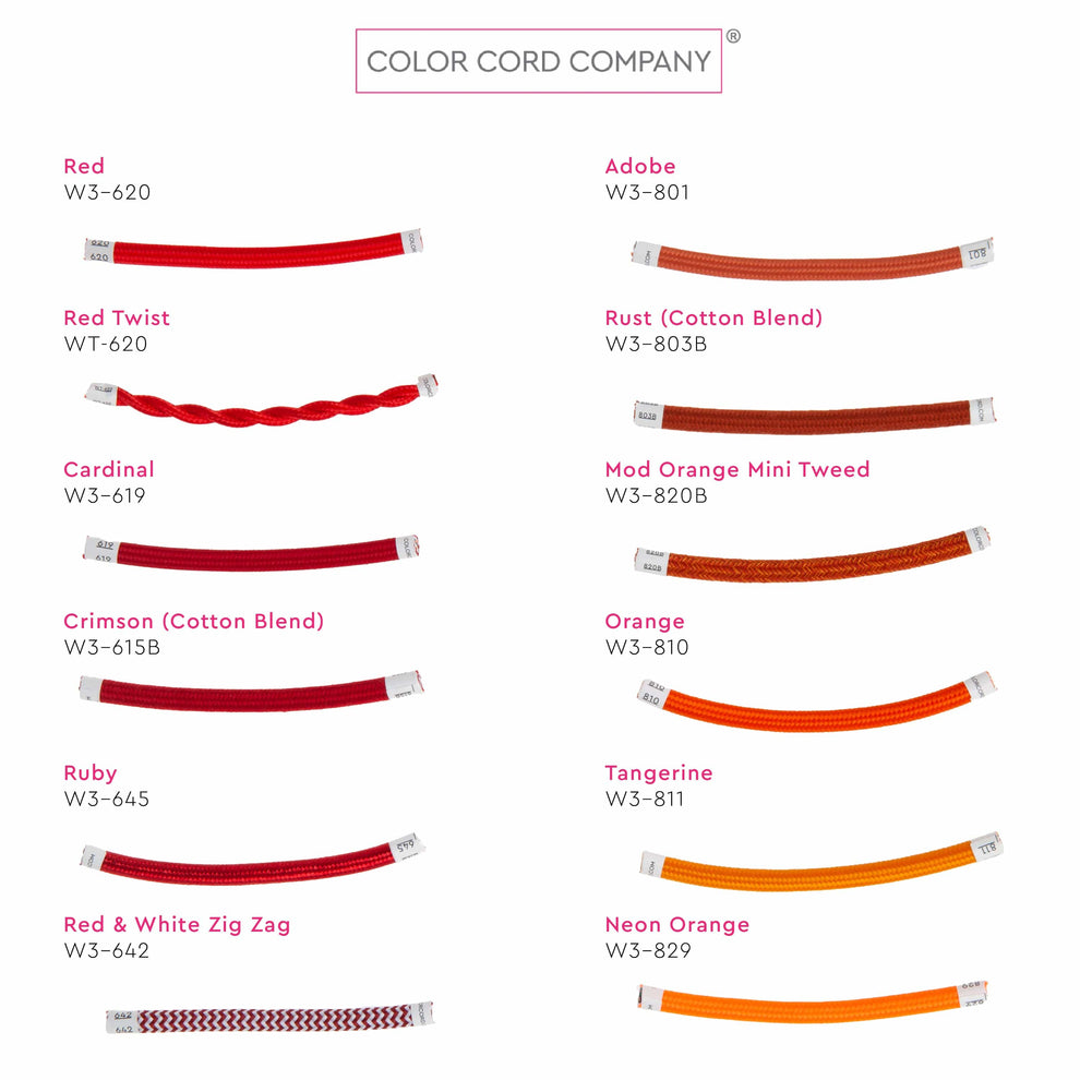 Color Samples - Solid Colors (4" length) – Color Cord Company