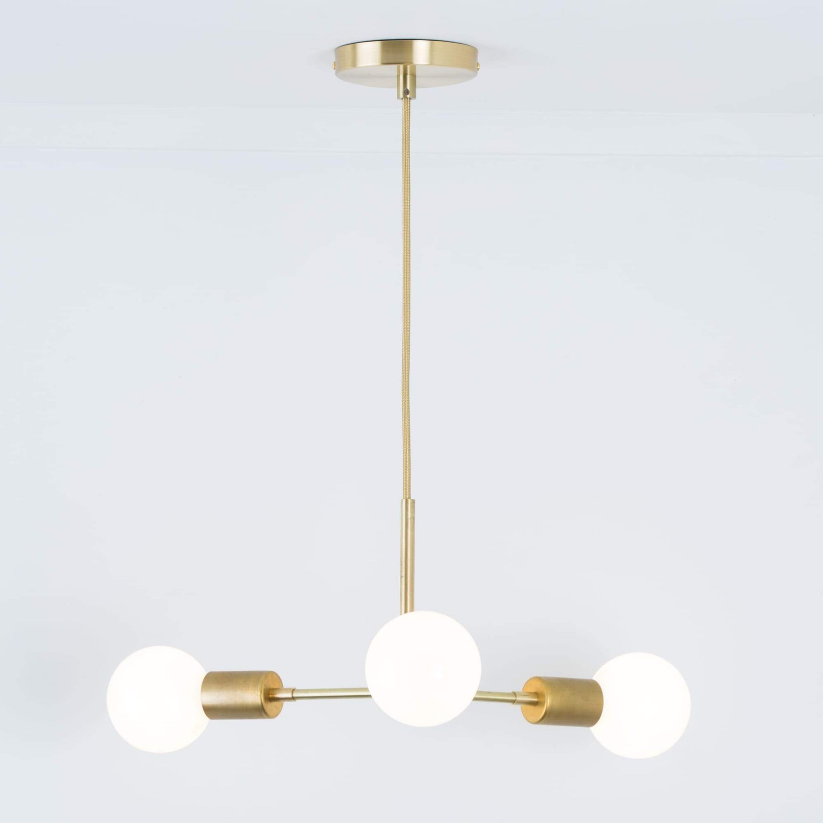 3-Light Pendant Fixture | Trio Pendant in Solid Raw Brass – Color Cord ...
