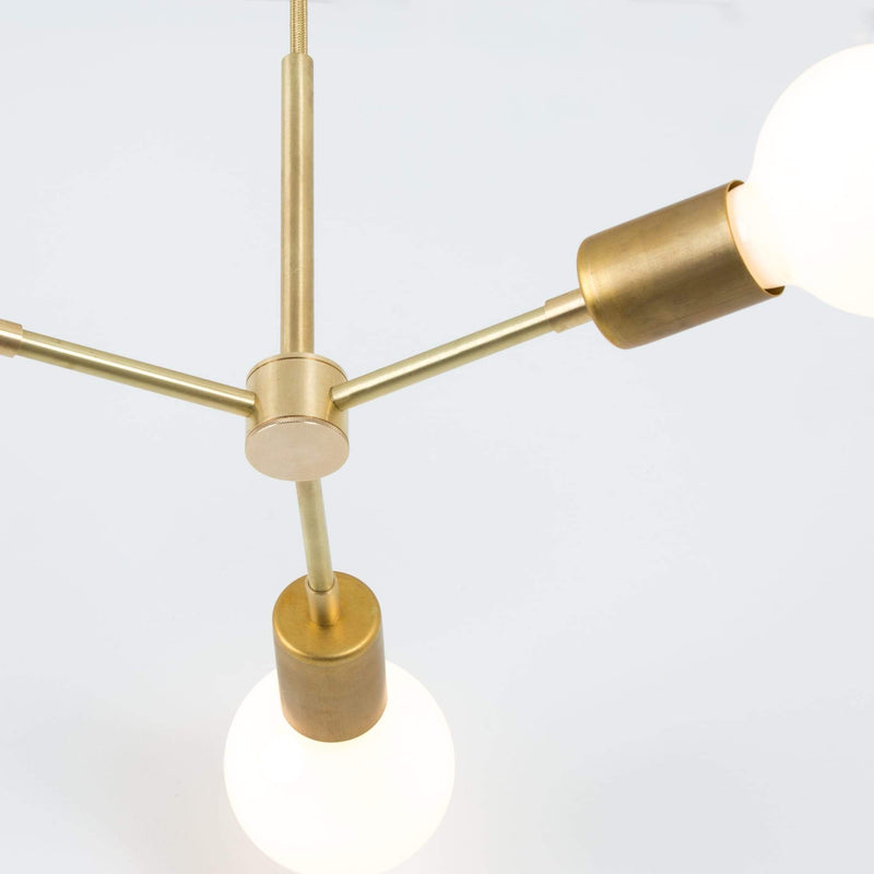 3-Light Pendant Fixture | Trio Pendant in Solid Raw Brass