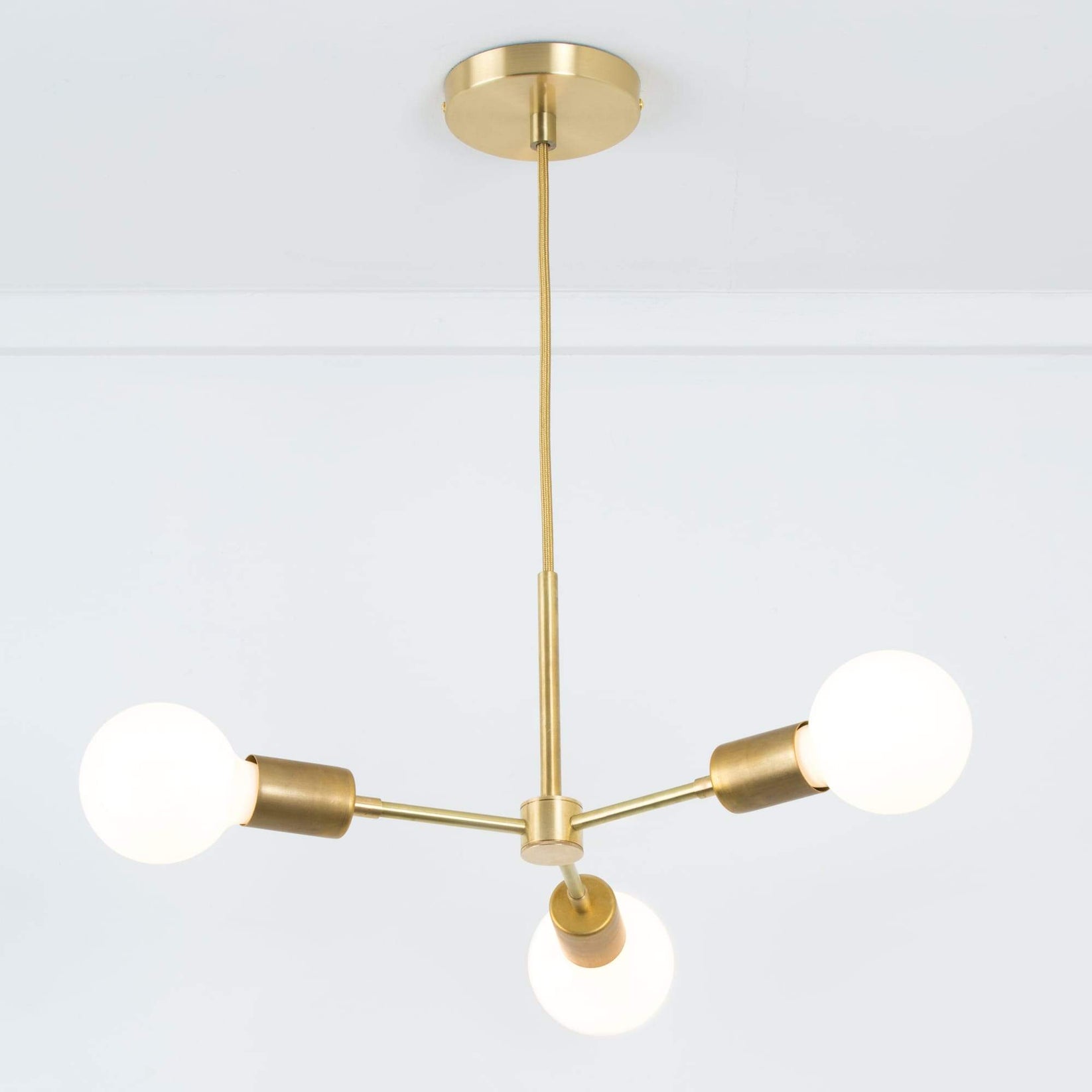 3-Light Pendant Fixture | Trio Pendant in Solid Raw Brass – Color Cord ...